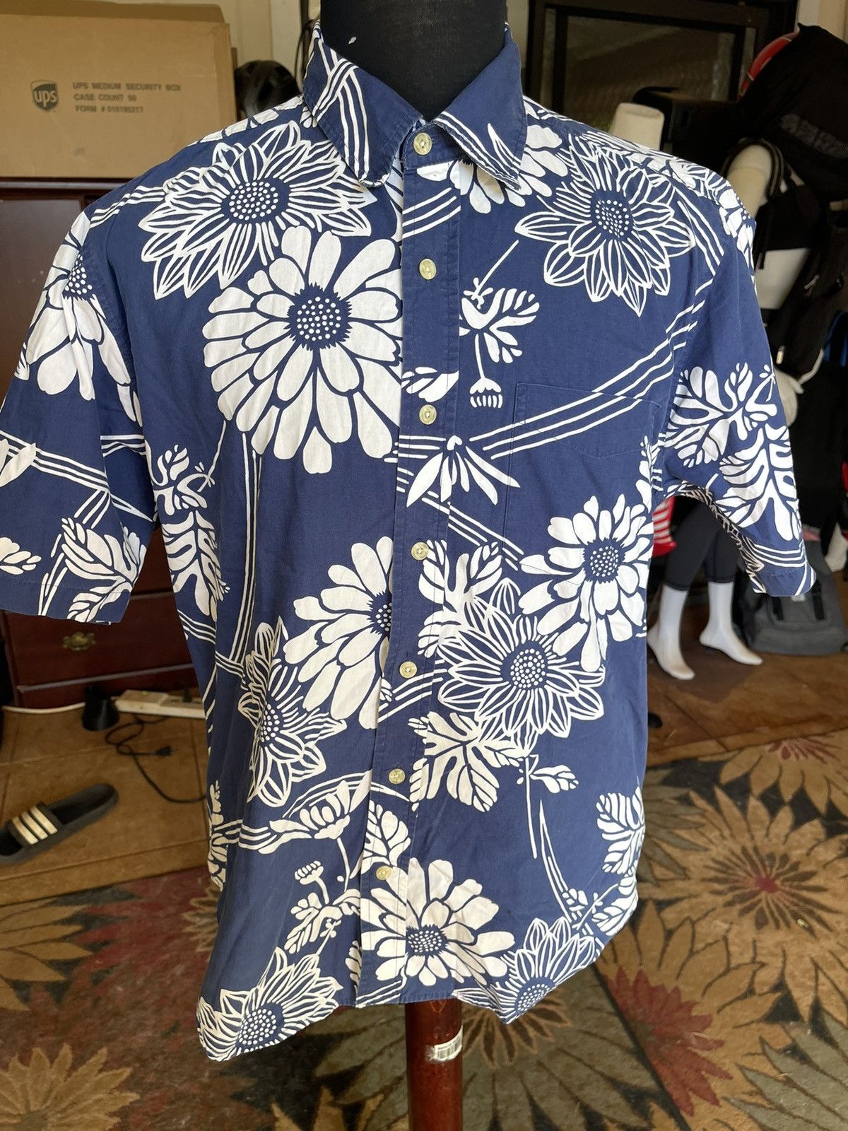 Reyn Spooner Reyn Spooner Full Button Hawaiian Print Men's Medium Blue ...