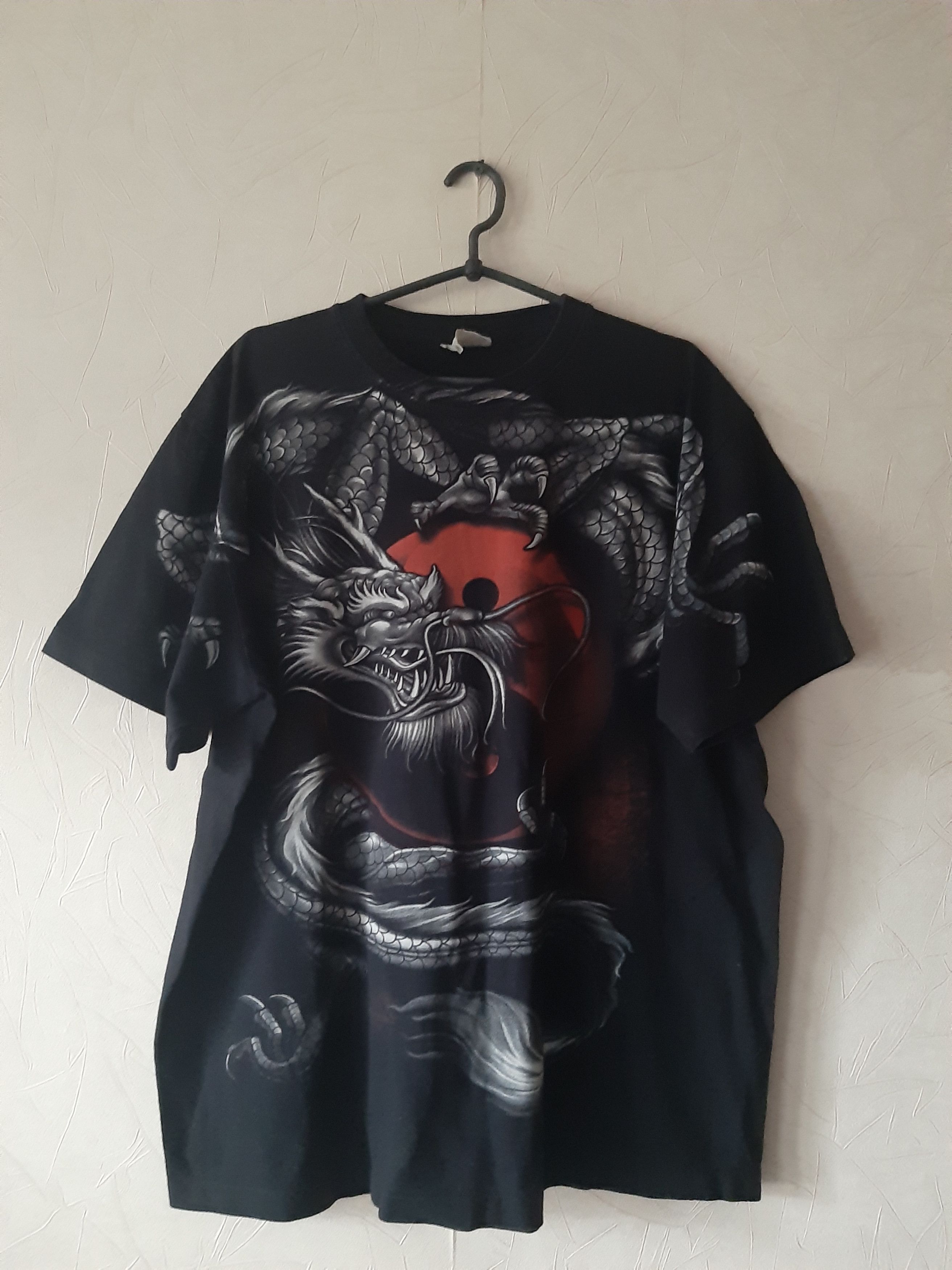 Vintage 90s Yin Yang Chinese Dragon All Over Print Black | Grailed