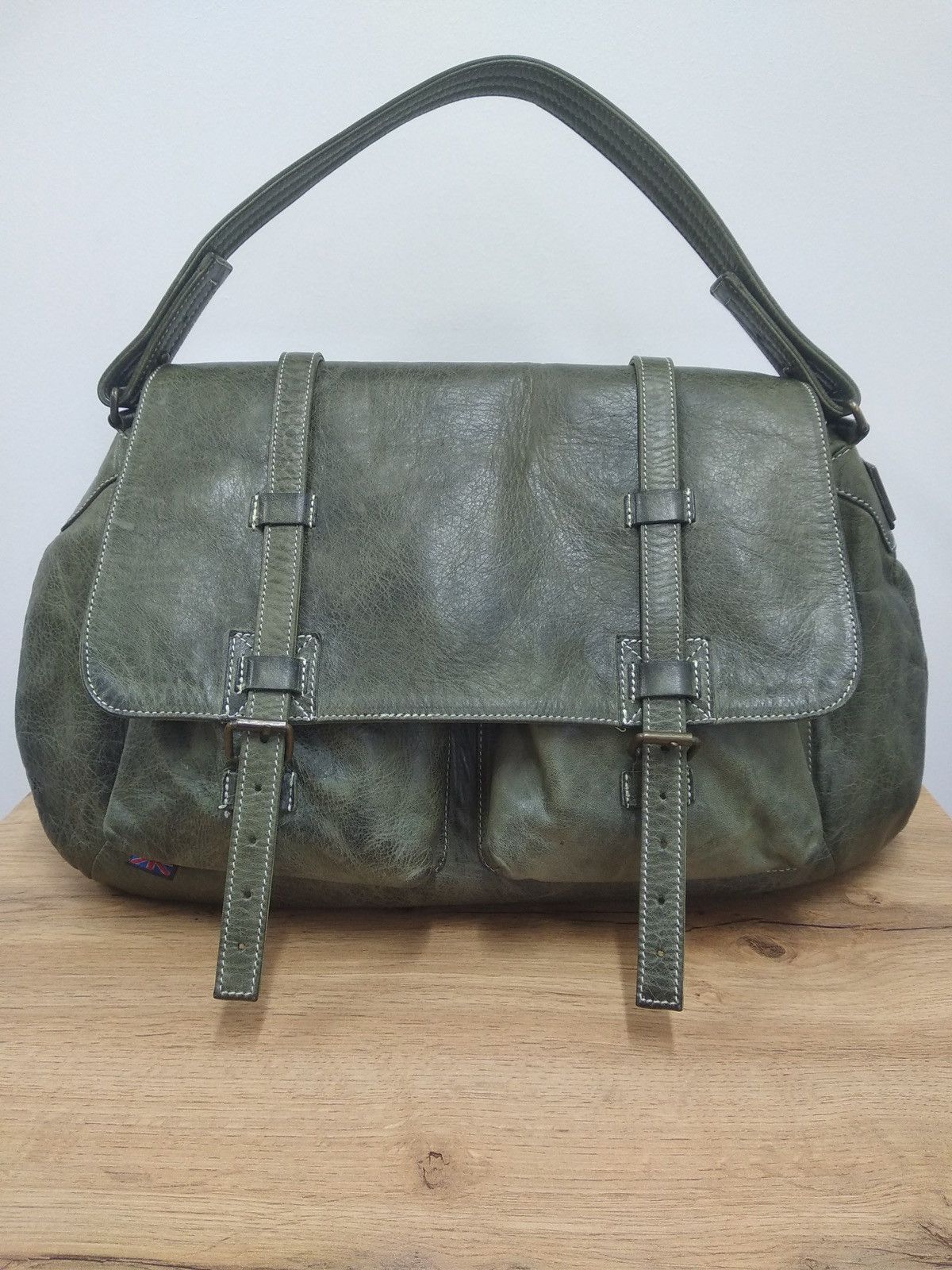 Belstaff Belstaff Green Leather Business Travel Luxury Bag Big Size ...