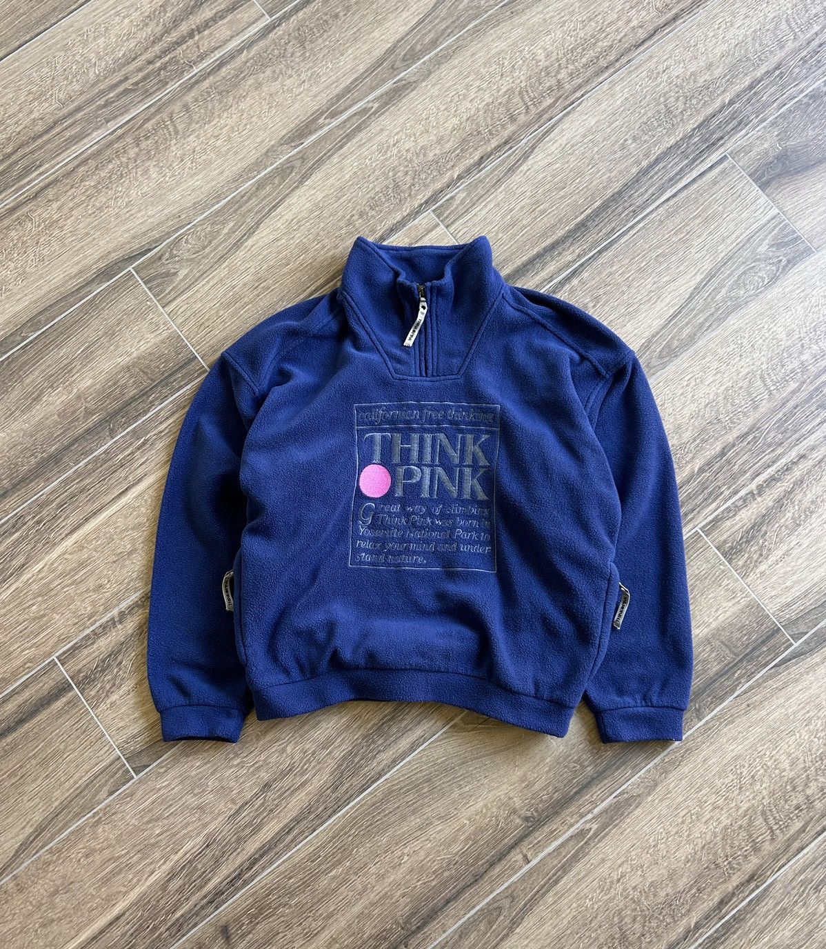 Vintage Vintage Think Pink big logo y2k fleece 1/4 zip | Grailed