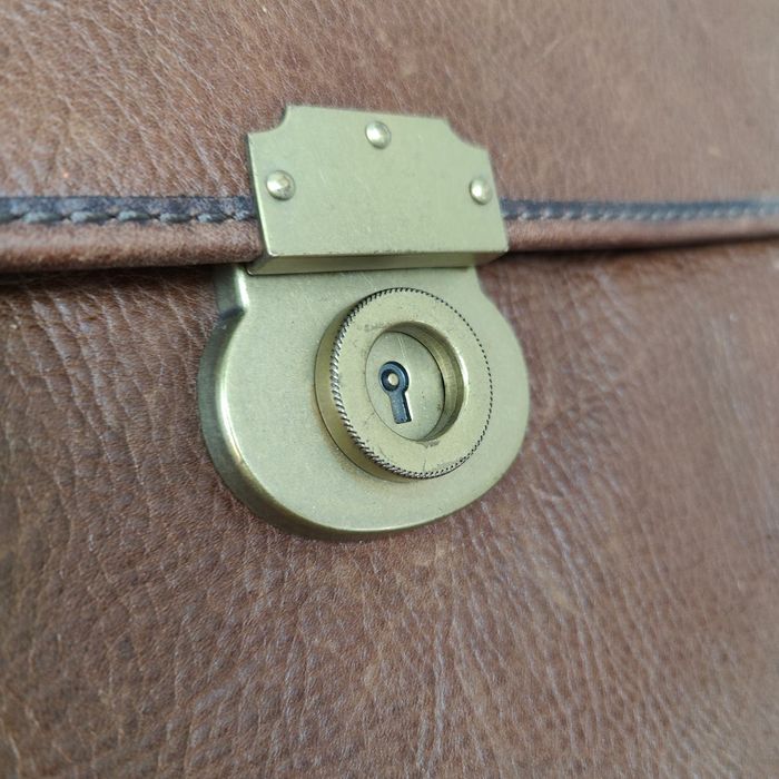 Fossil Fossil Briefcase Brown Pebbled Leather Clasp Lock | Grailed