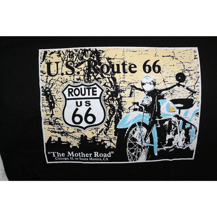 Route 66 MOTORCYCLE US ROUTE 66 THE MOTHER ROAD AMERICA USA MAP T-SHIRT ...