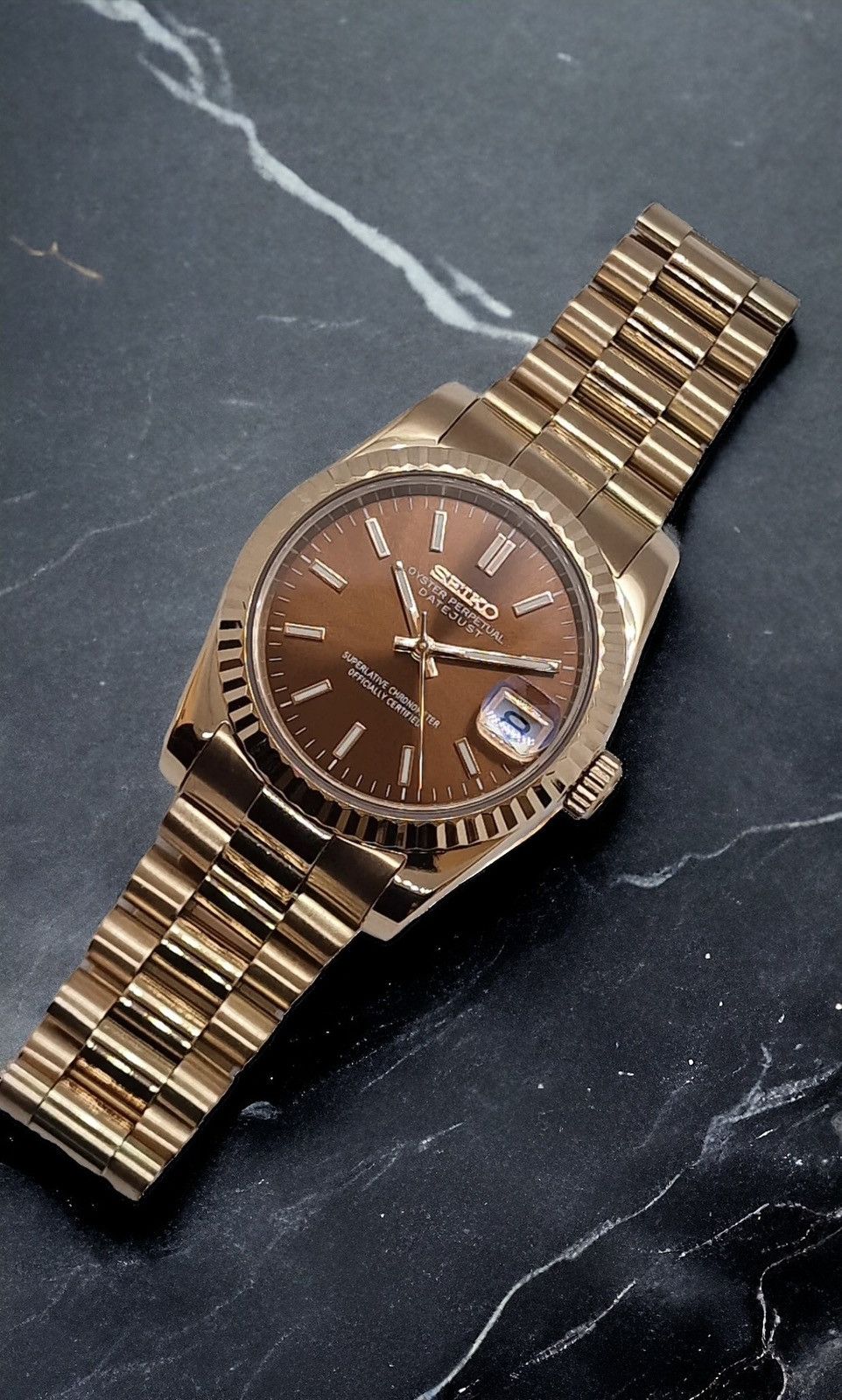 Seiko Seiko Mod Datejust 36mm Chocolate Dial Automatic Watch | Grailed