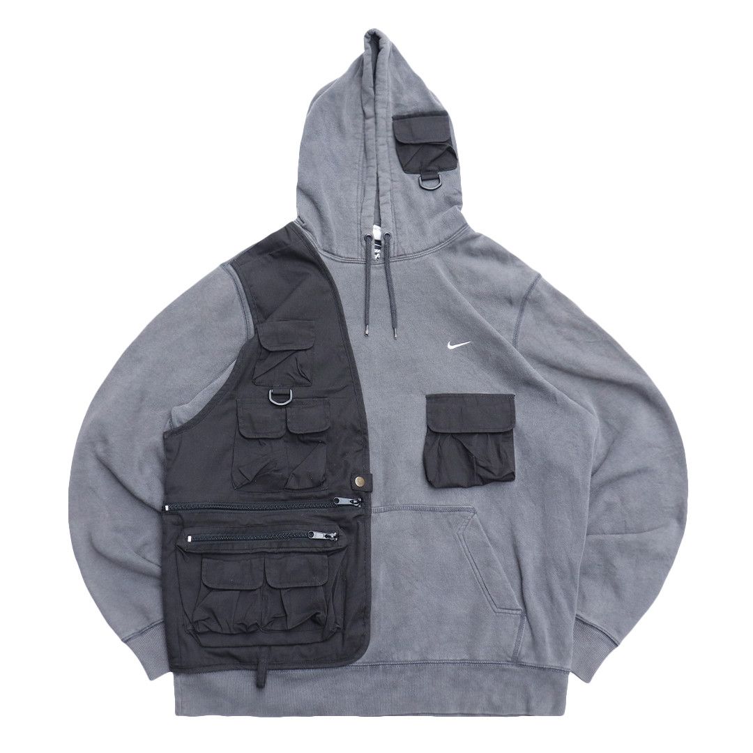 Nike × Streetwear Reworked Nike Mini Swoosh Tactical Hoodie Black/Tan ...