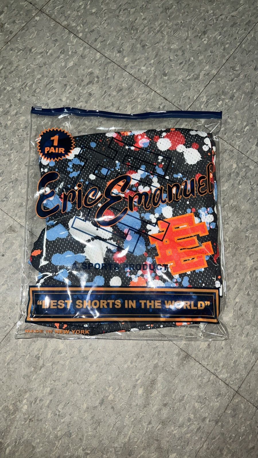 Eric Emanuel Eric Emanuel black paint splatter basketball shorts | Grailed