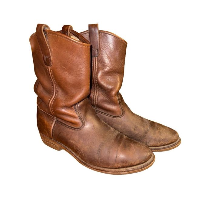 Red Wing Vintage Red Wing Boots Brown Leather Roper Cowboy Boots Size ...