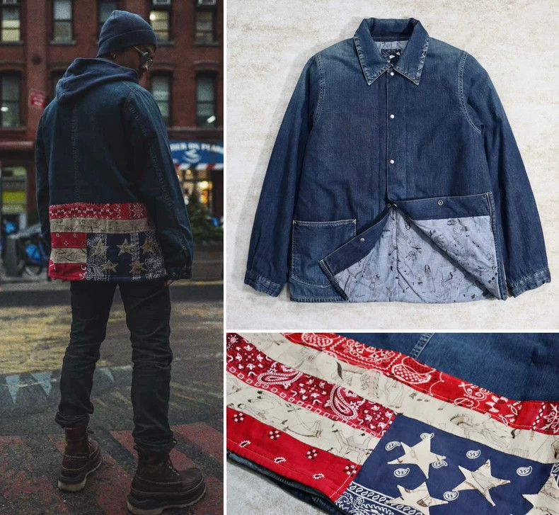 Visvim VisvimSECTION GANG COVERALL STARS GUBU Flag Denim Jacket 25 | Grailed