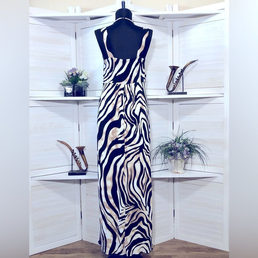 Streetwear Enfocus black tan cream abstract animal print dress sz 8 ...