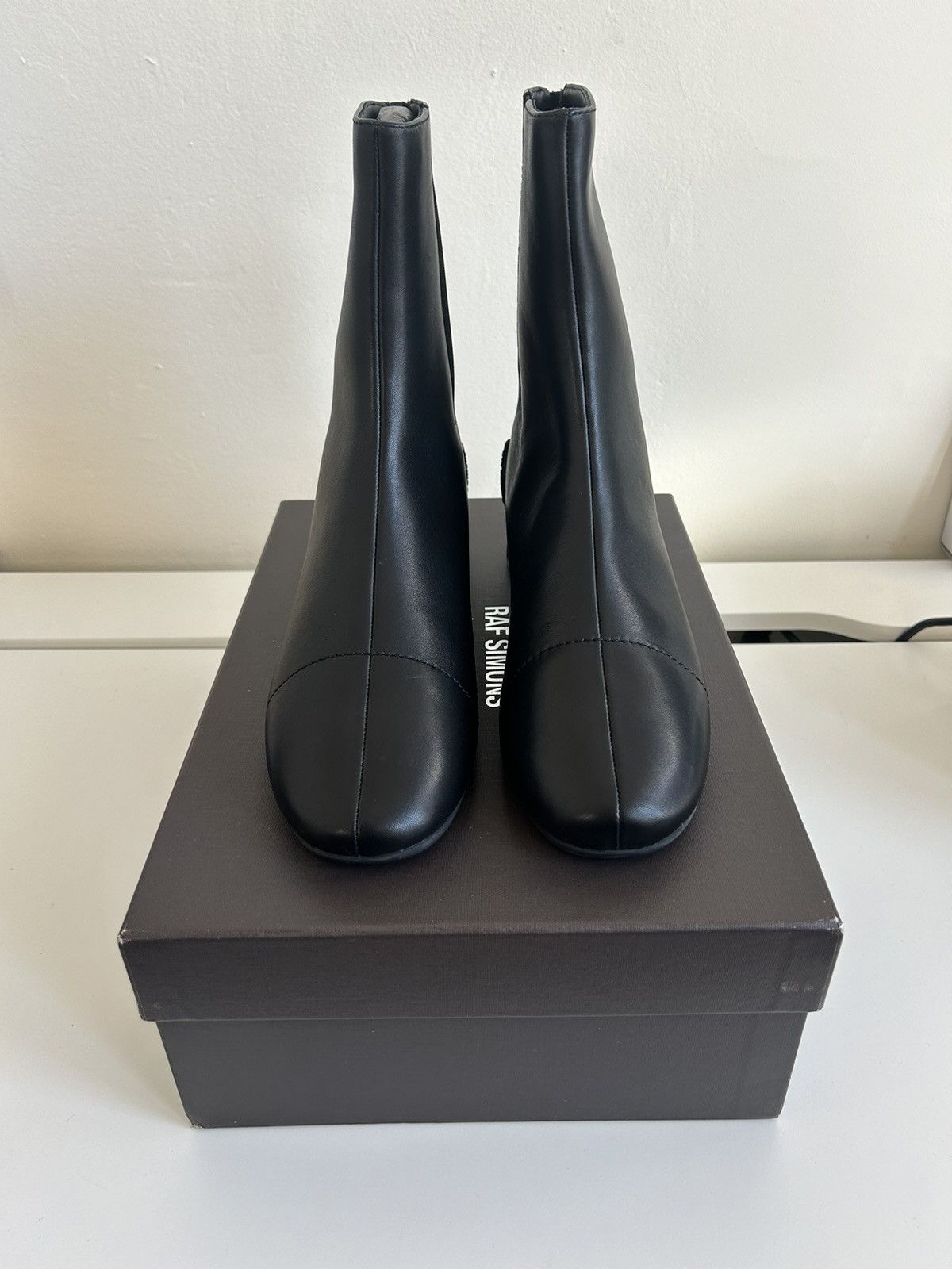 Raf Simons NEW Raf Simons Black Leather Ankle Boots | Grailed