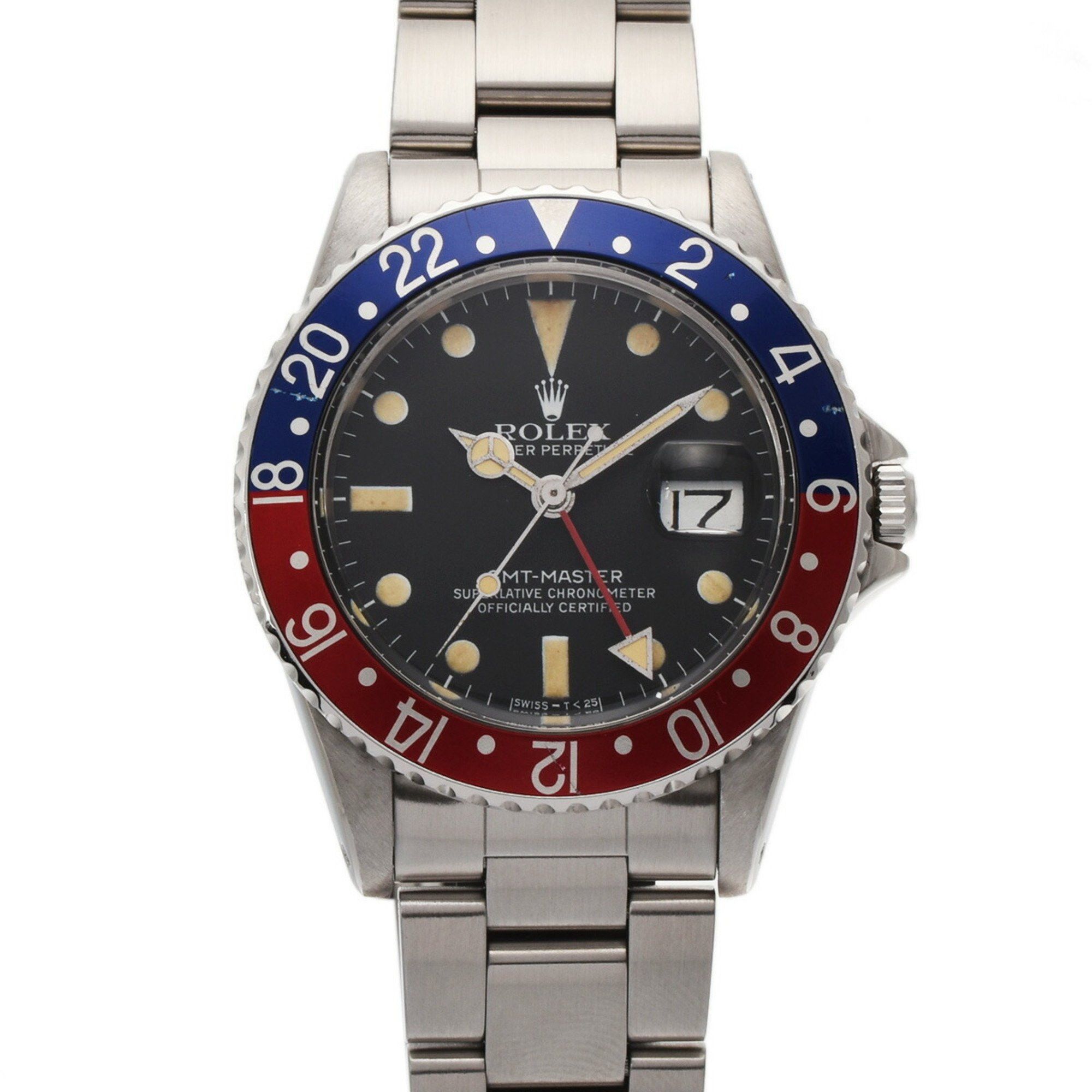 Rolex ROLEX GMT Master Red and Blue Bezel All Tritium Rimless 16750 Men ...