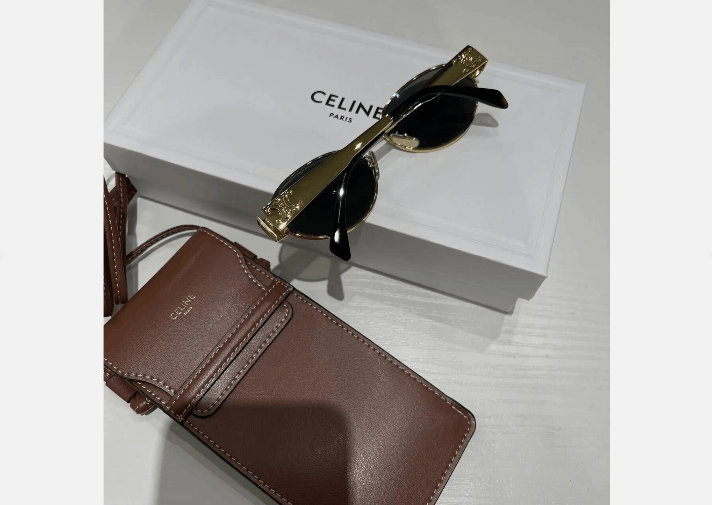Celine Celine Triomphe CL40235U Gold Frame Green Lenses Sunglasses ...