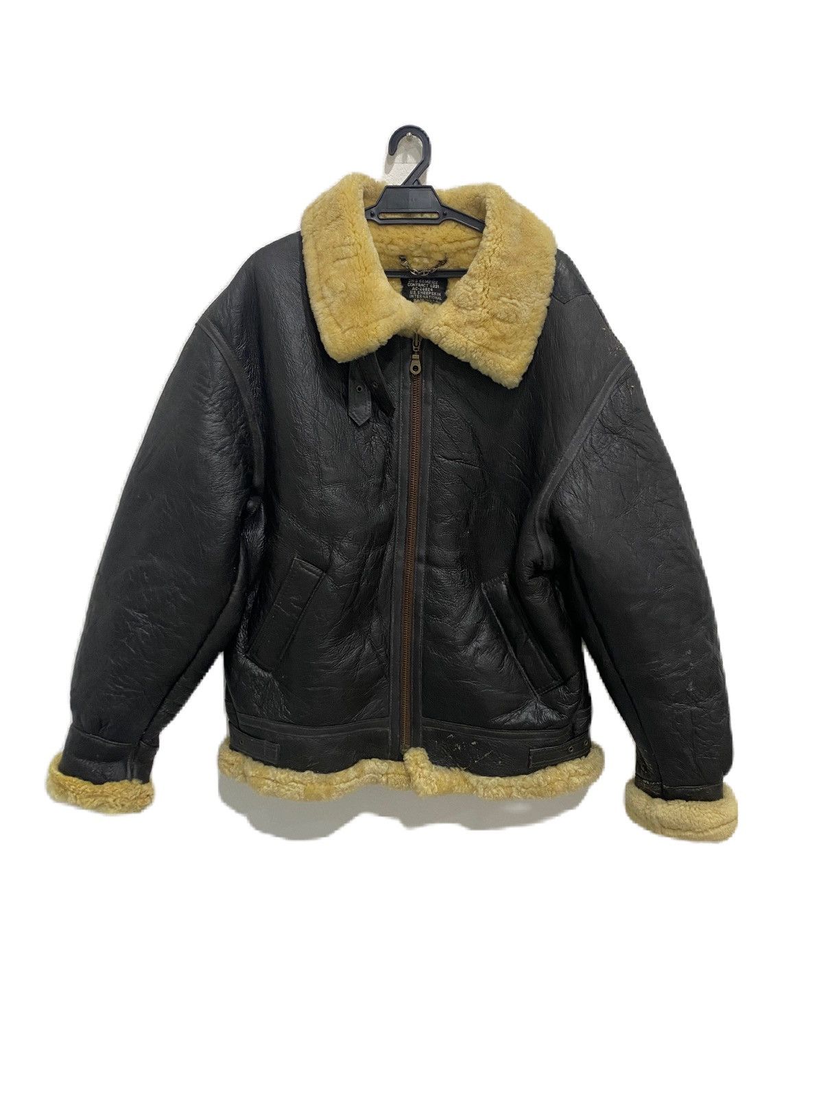 Leather Jacket × Schott × Sheepskin Coat B3 JACKET SHEEPSKIN BLACK ...