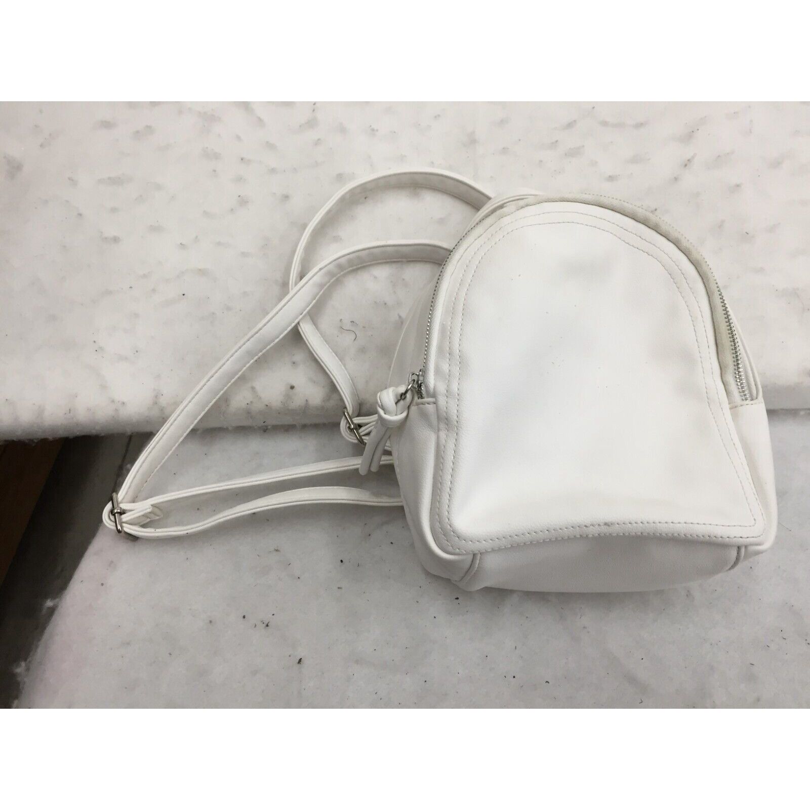 Mossimo Mossimo Backpack Purse White Faux Leather Double Adjustable ...