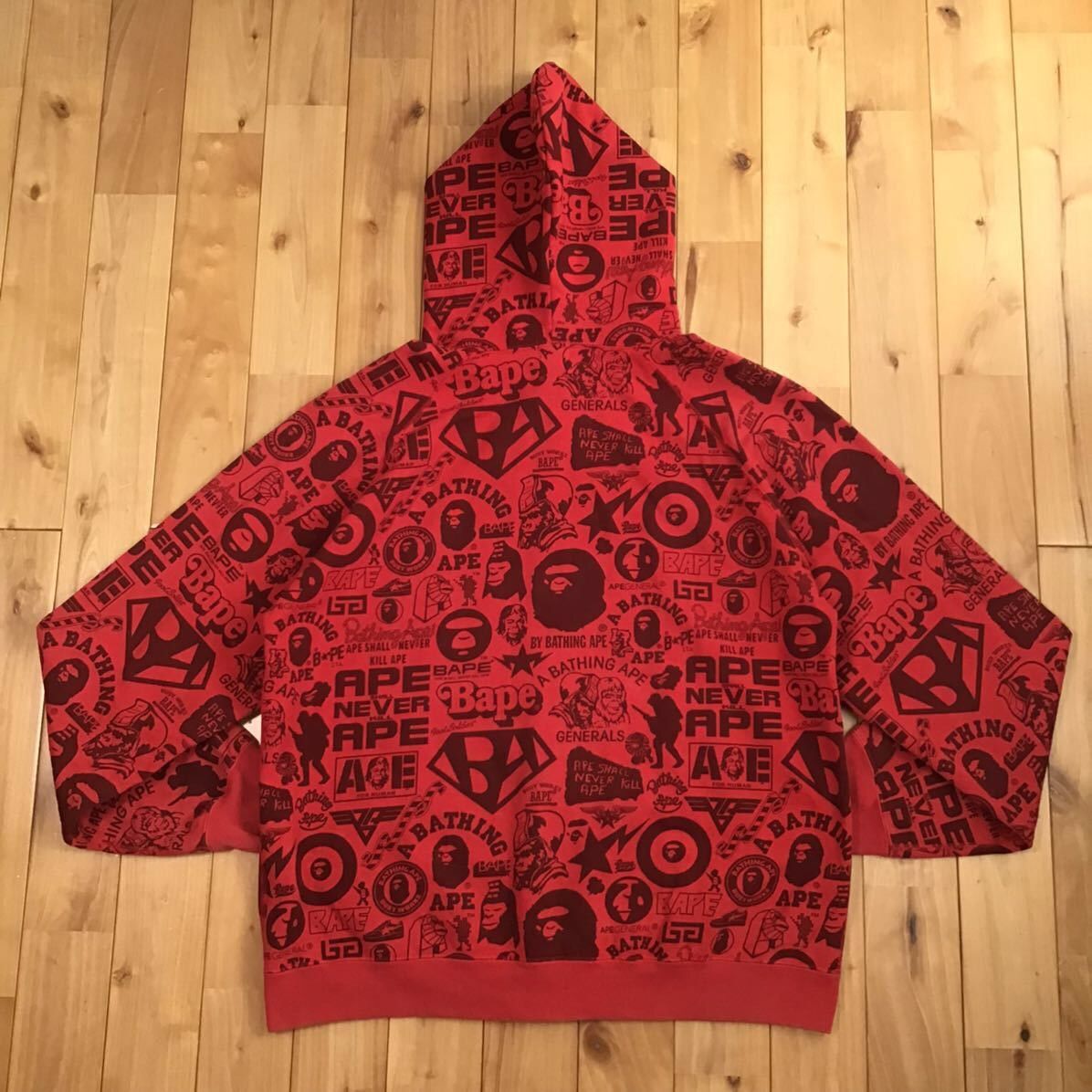 Bape BAPE MIX logo full zip hoodie red a bathing ape NIGO | Grailed