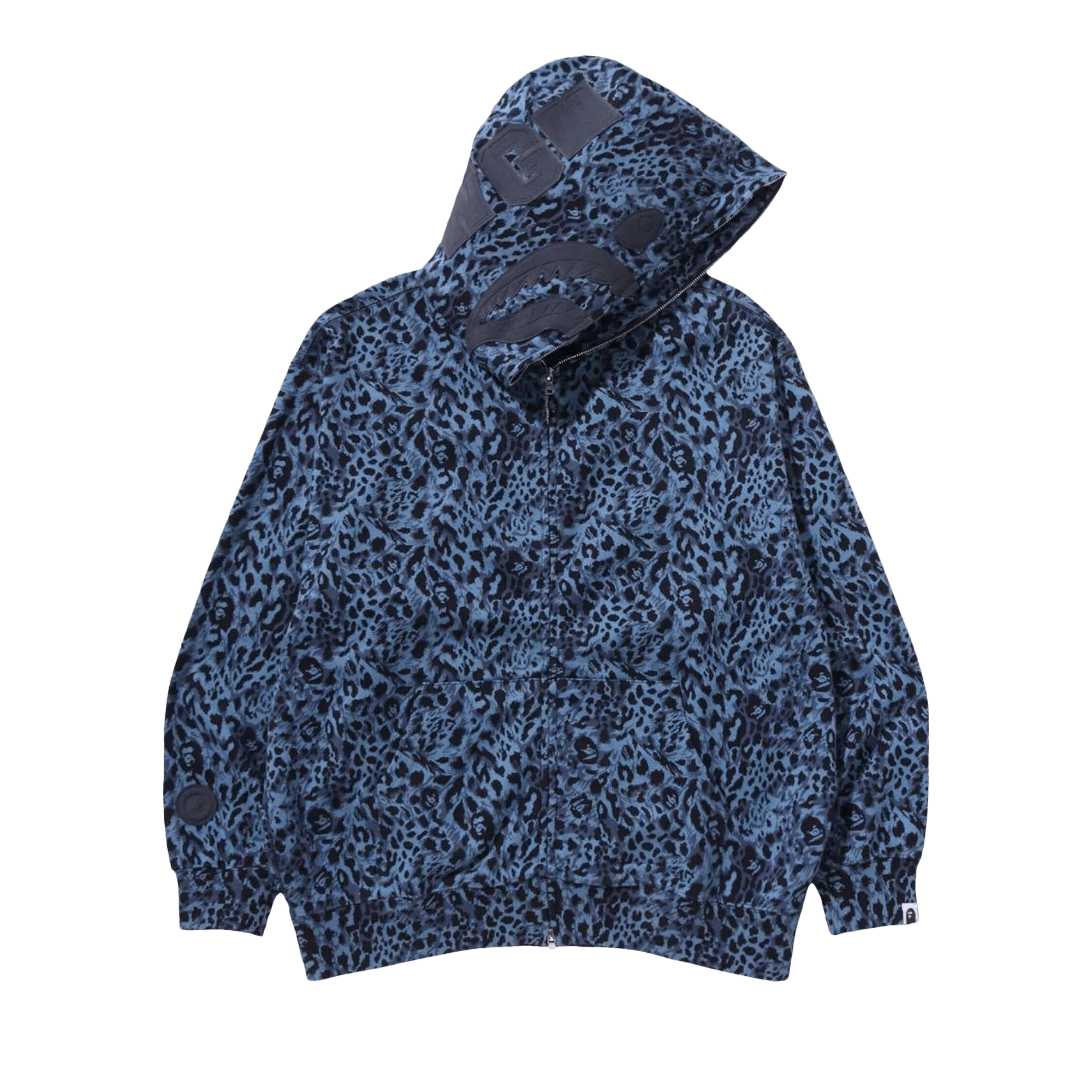 Bape BAPE Wild Leopard Pattern Shark Relaxed Fit Full Zip Hoodie | Grailed