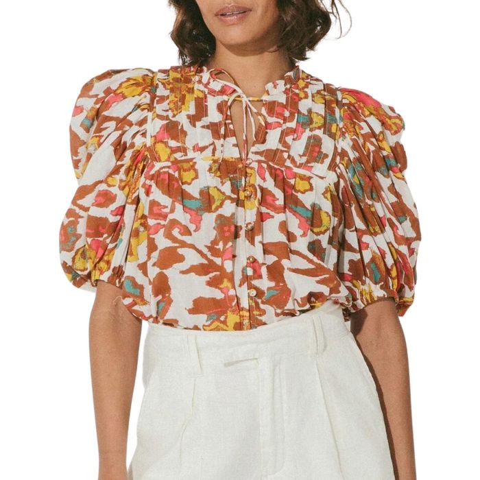 Cleobella CLEOBELLA Zola Blouse In Burnt Orange/white | Grailed