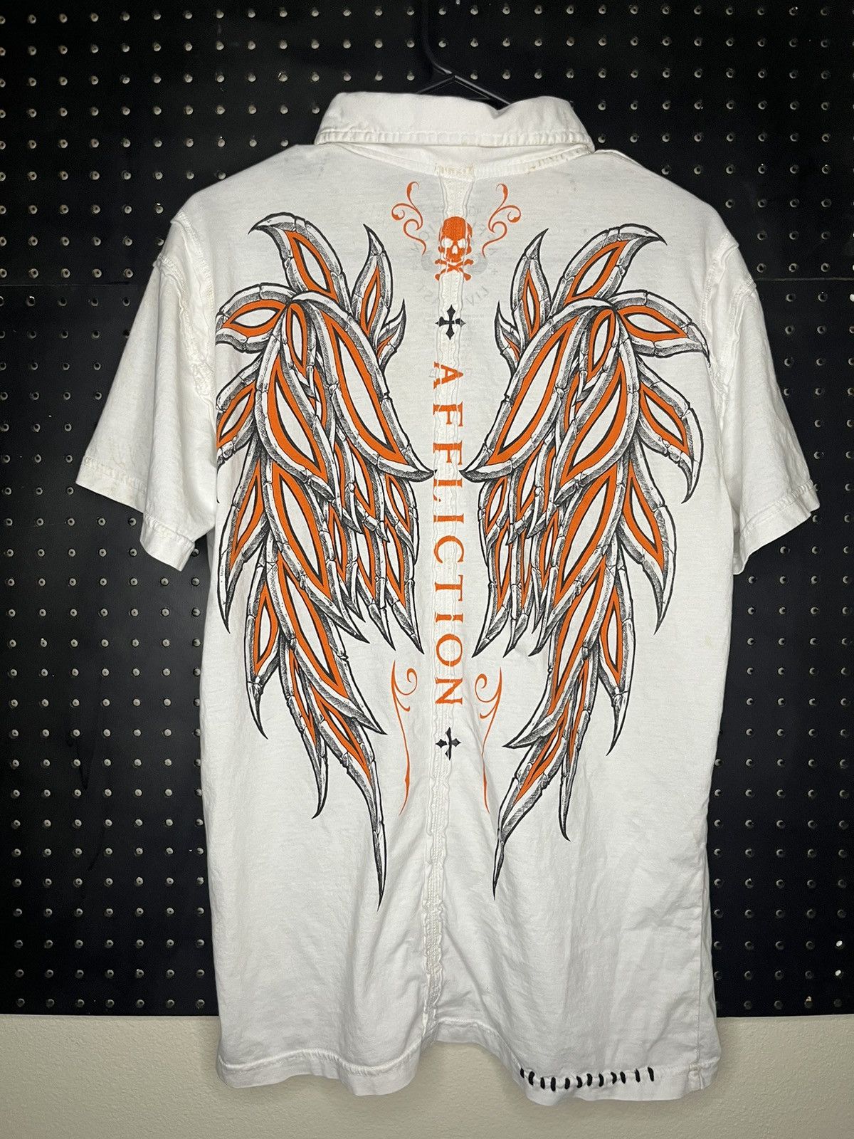 Affliction × Southpole Crazy Affliction skull wing polo shirt | Grailed