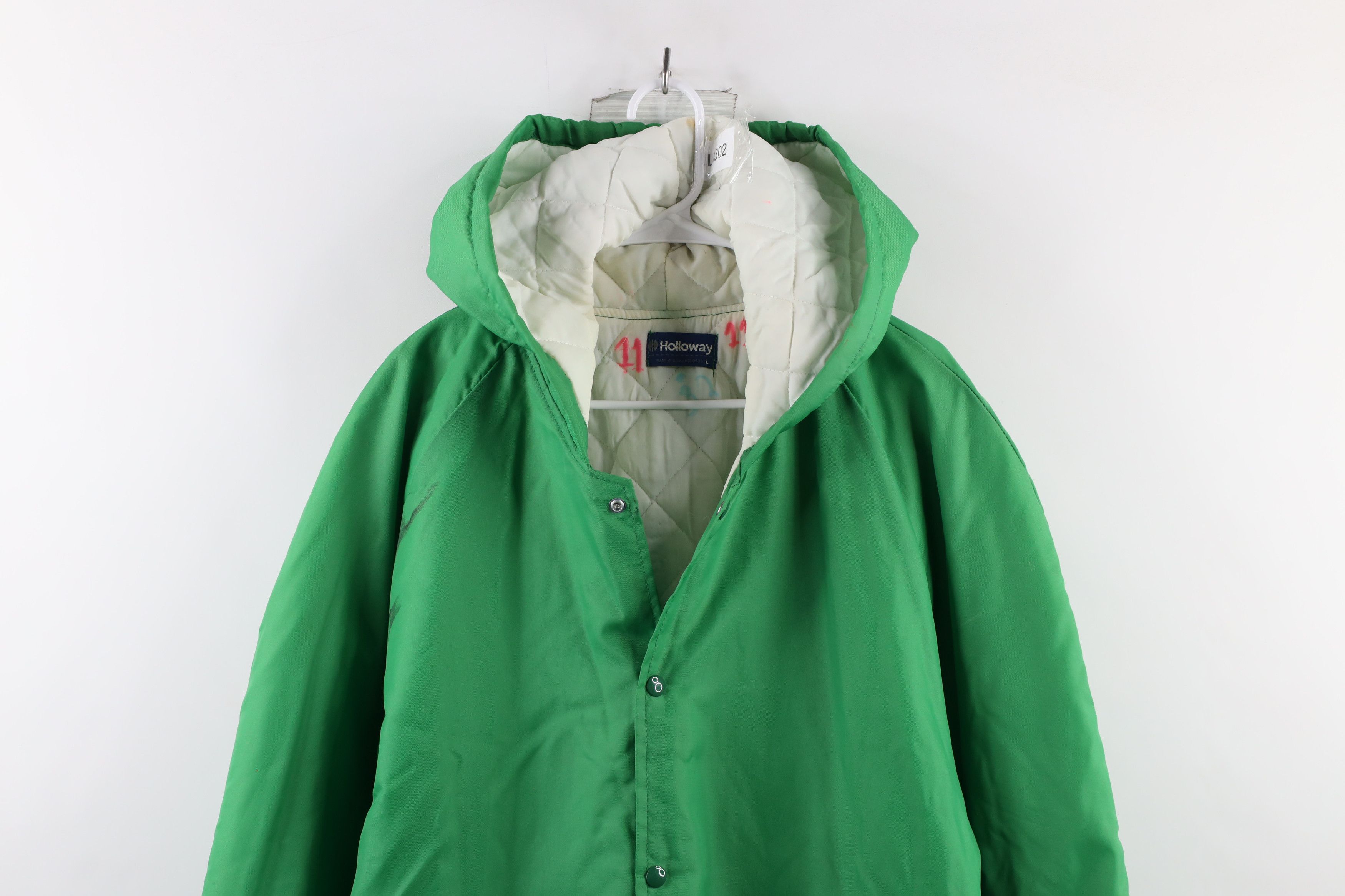 Vintage Vintage 70s Quilted Football Hooded Coach Jacket Green USA ...