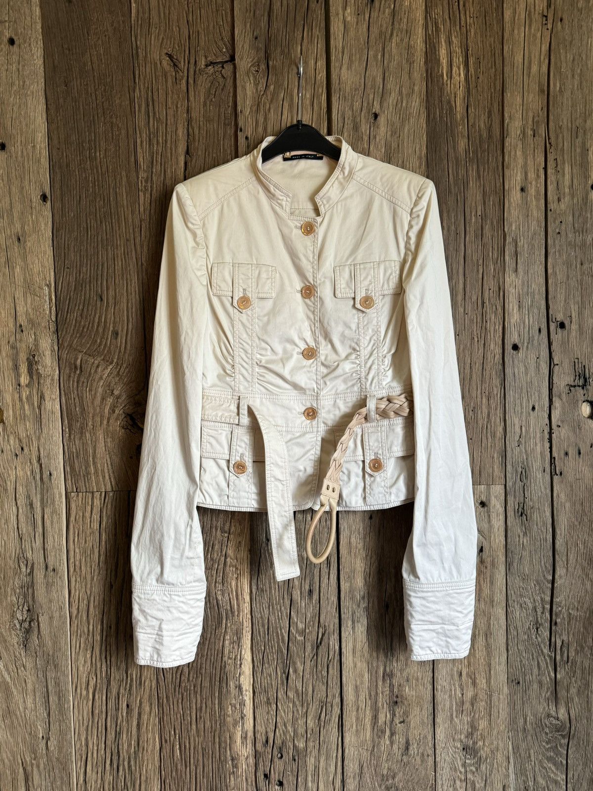 Gucci 2004 Gucci by Tom Ford Military Belted Cream Jacket | Grailed