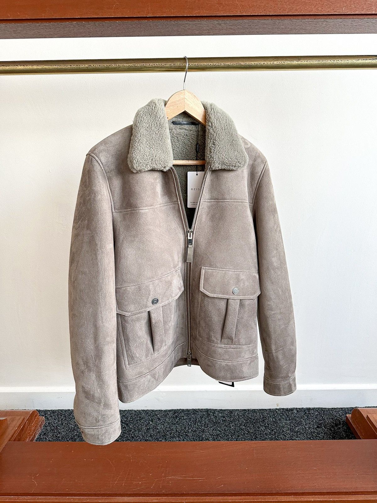 Reiss Reiss Kurow Grey Suede Shearling Jacket | Grailed