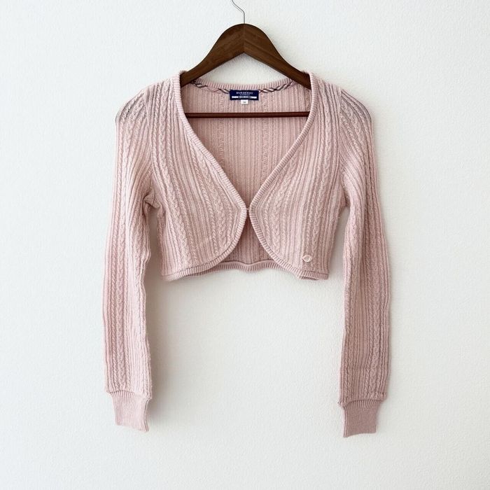 Burberry Wool Cable Knit Crop Ballet Bolero Pink Coquette Pilates | Grailed