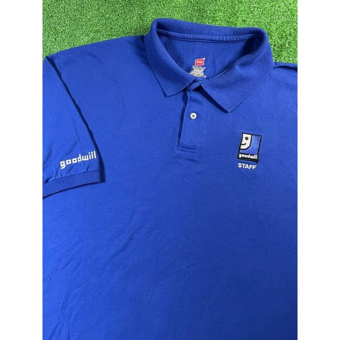 Vintage Goodwill Staff Employee XXL Blue Collared Polo Shirt Uniform ...