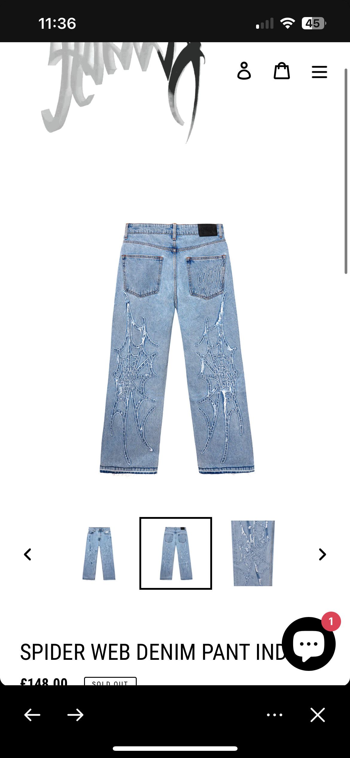 Revenge SPIDER WEB DENIM PANT INDIGO | Grailed