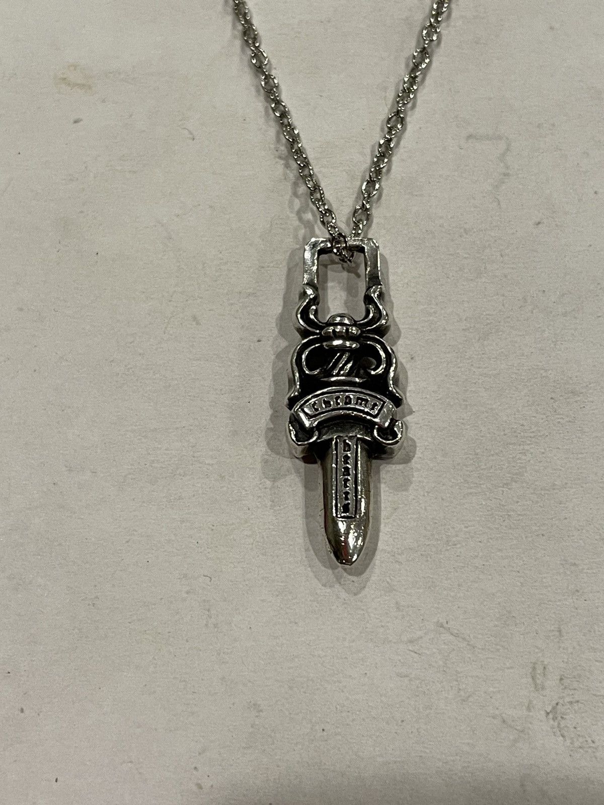 Chrome Hearts Chrome Hearts Dagger Pendant Roll Chain Necklace Silver ...