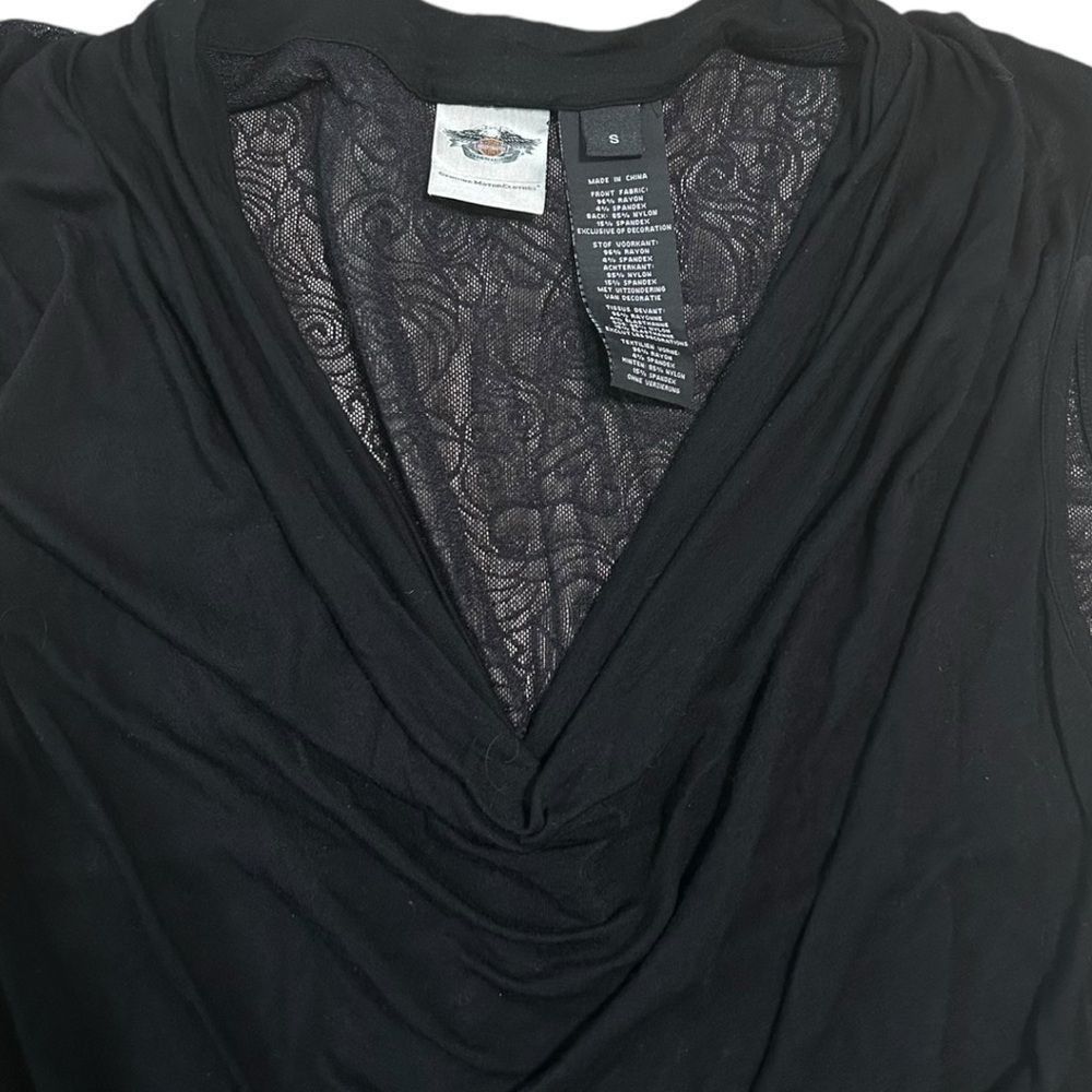 Harley Davison Harley Davidson Y2K Sheer Logo V-Neck Scrunch Tank ...
