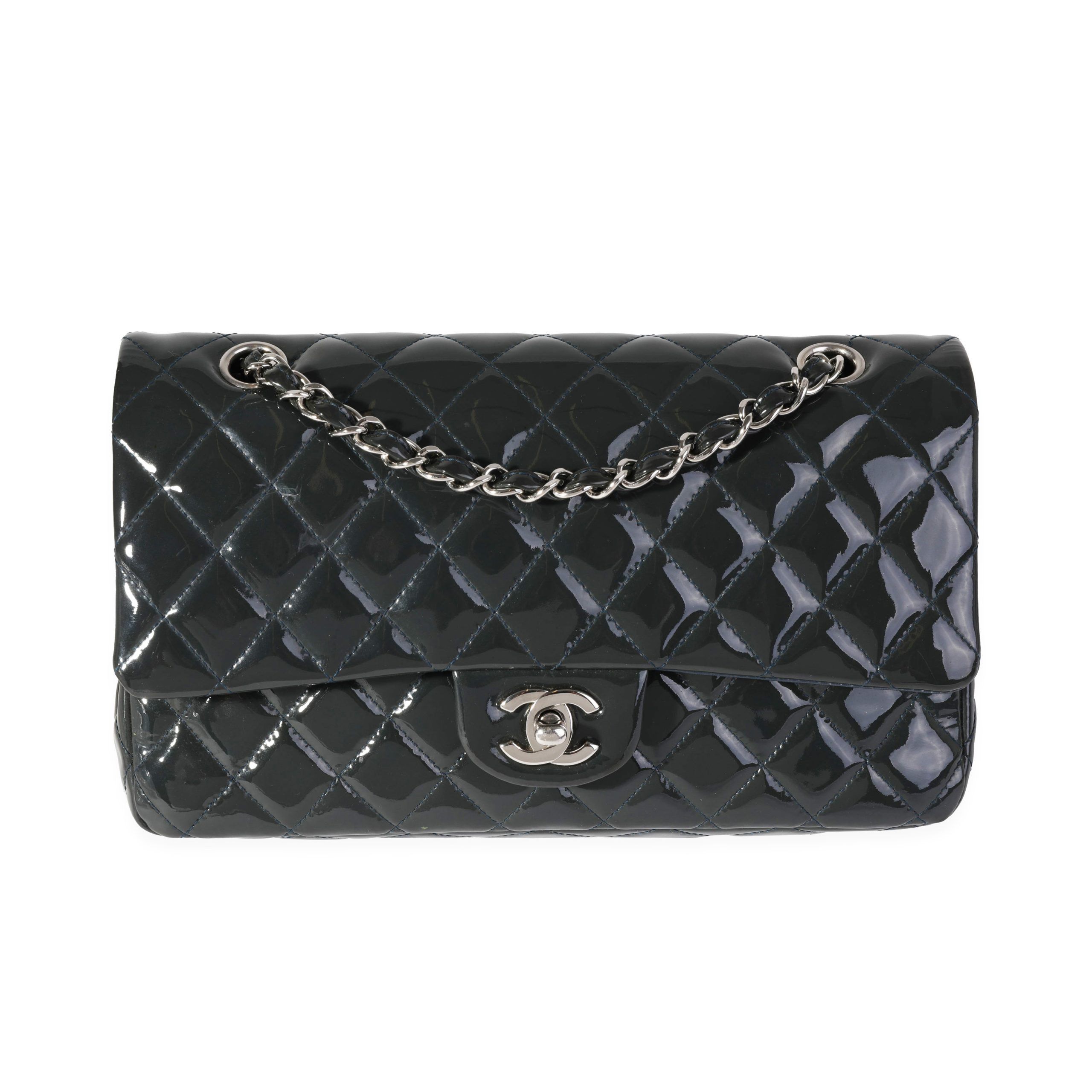 Chanel Chanel Shadow & Blue Quilted Patent Leather Medium Classic ...