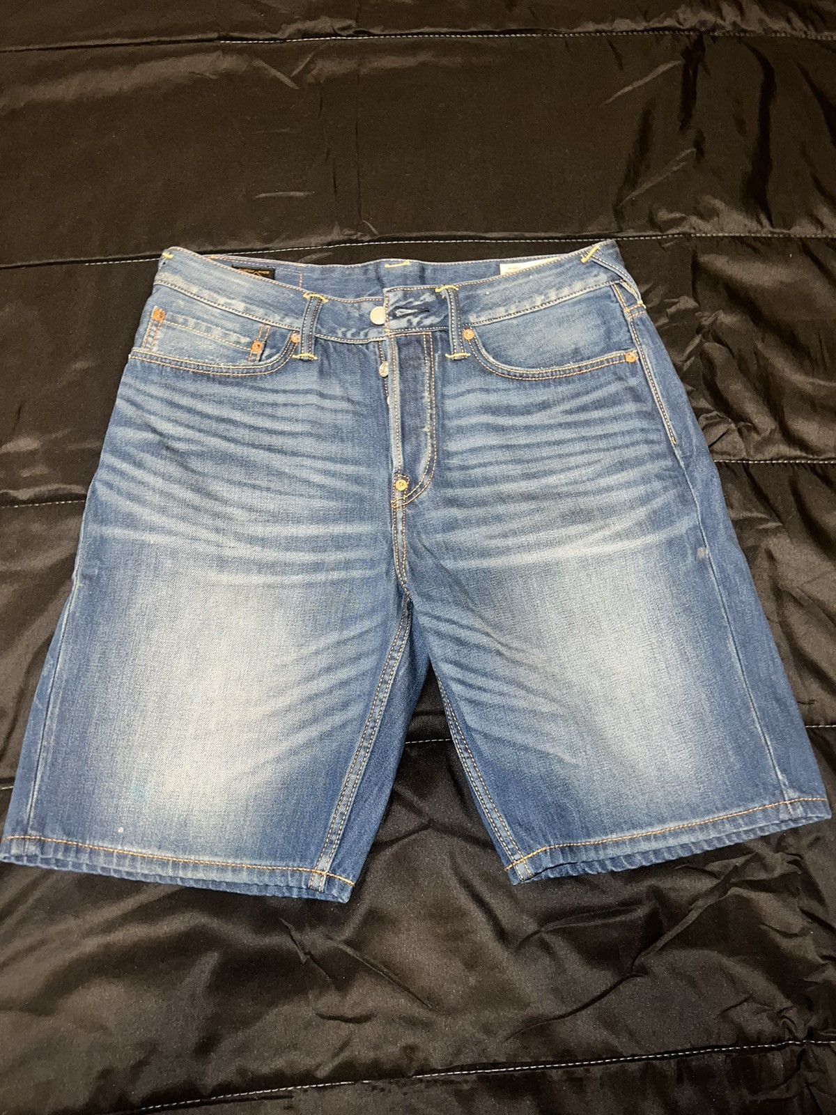 Evisu EVISU GRAFFITI DARUMA DENIM SHORTS | Grailed