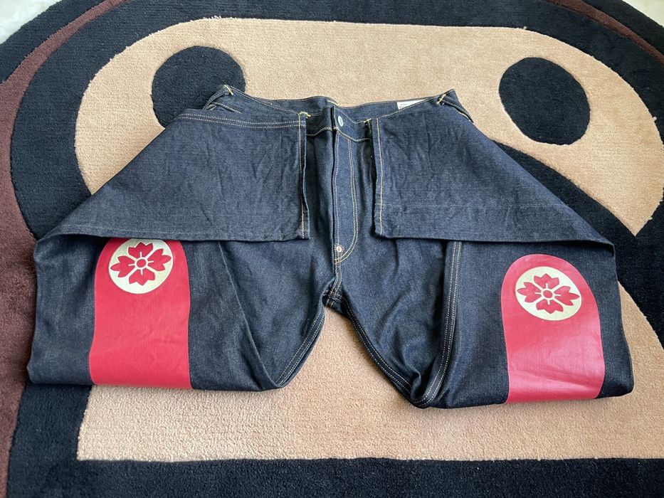 Evisu EVISU red daicock and white flower style jeans！size：34 | Grailed