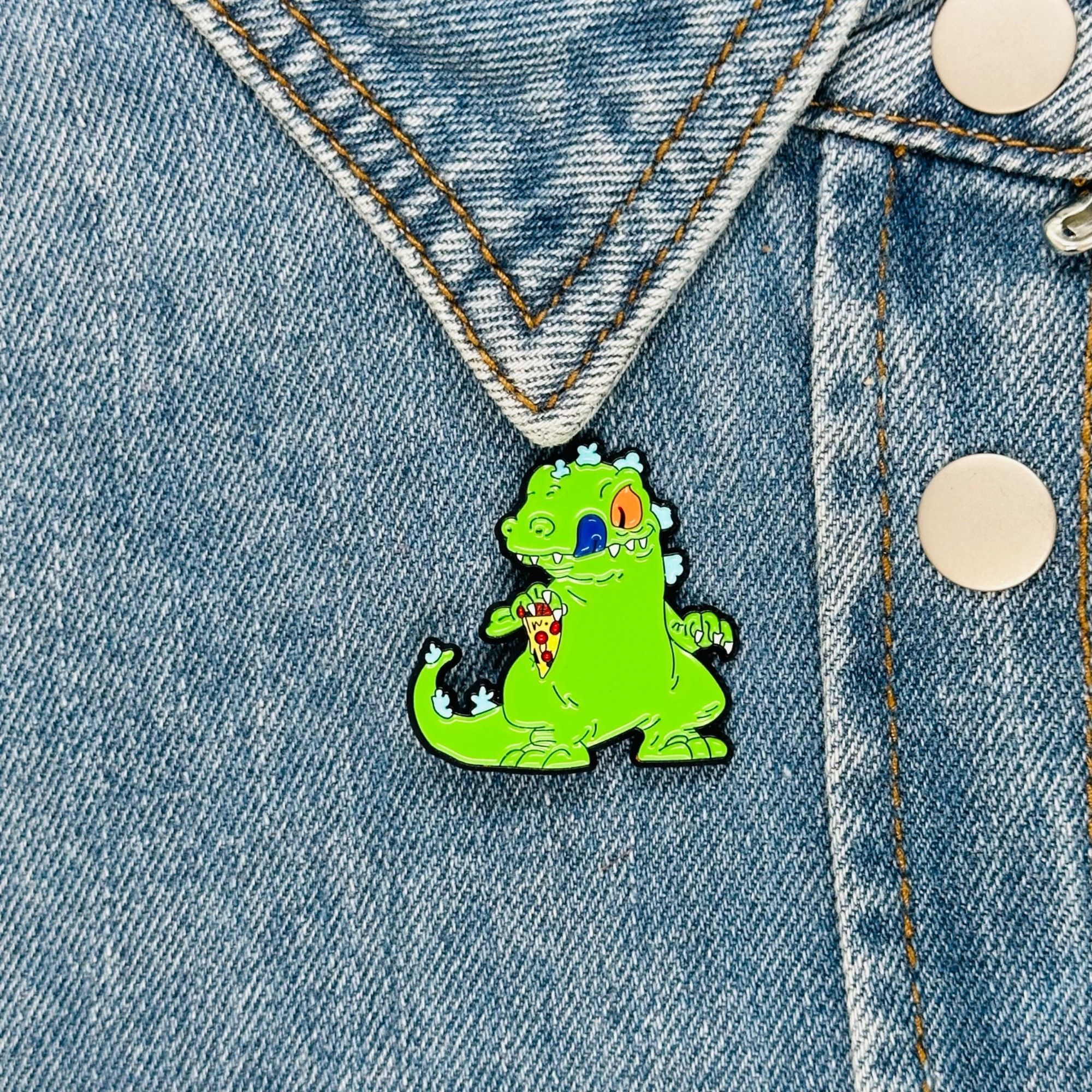 Other Rugrats REPTAR Dinosaur Nickelodeon Holding Pizza Green Cart ...