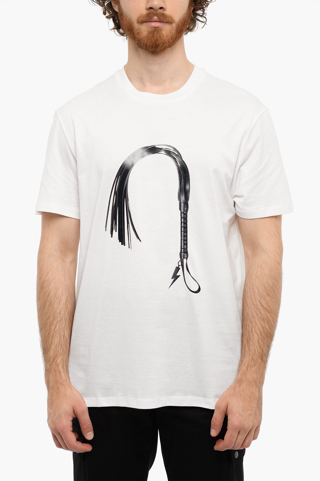 Neil Barrett og1mm0823 Crewneck Line T-Shirt in White | Grailed