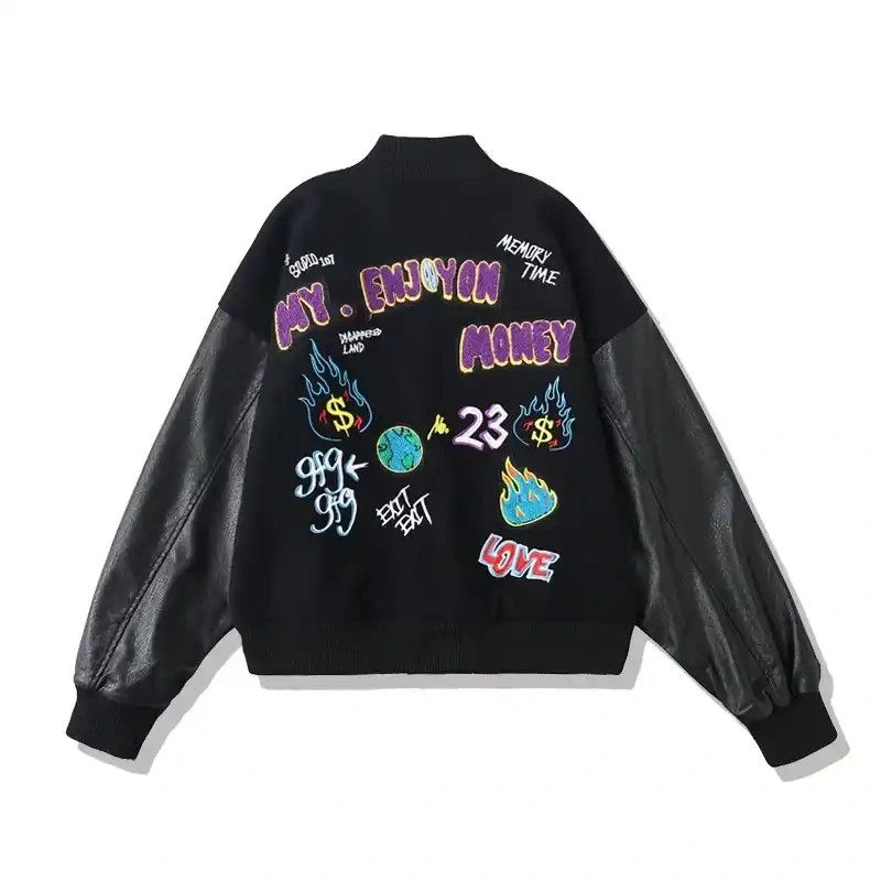 Bomber Jacket × Streetwear × Varsity Jacket MONEY Embroidery Patch ...