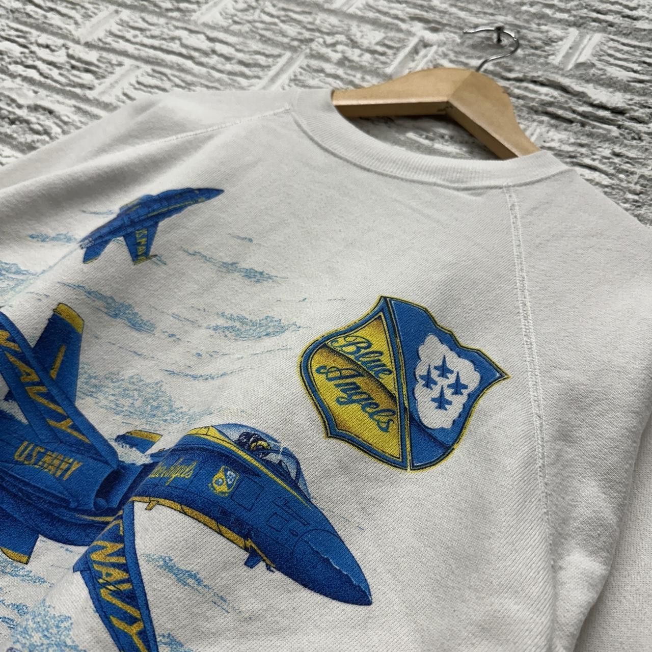 Hanes Vintage 80s Blue Angels U.S. Navy White Graphic Sweatshirt | Grailed