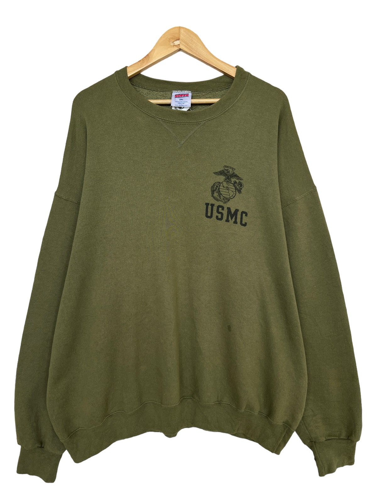 Military × Usmc × Vintage Vintage USMC Sweatshirt USMC Green Oersized ...