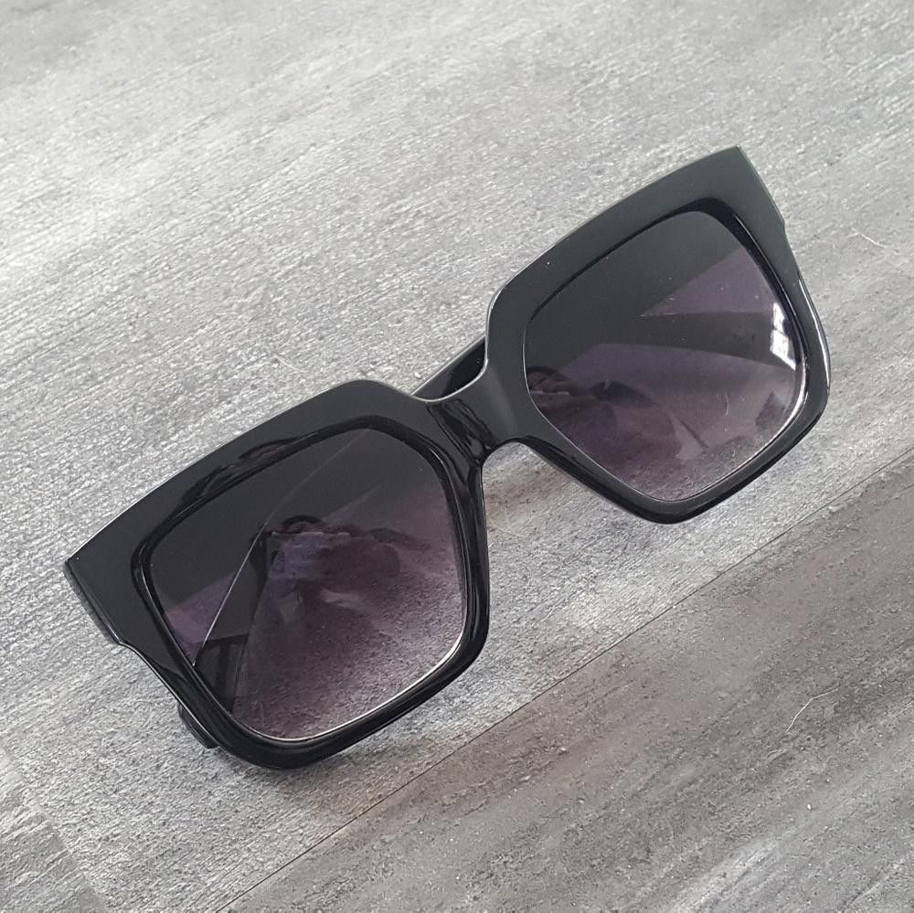 Designer Black Boxy Classic Sunglasses | Grailed