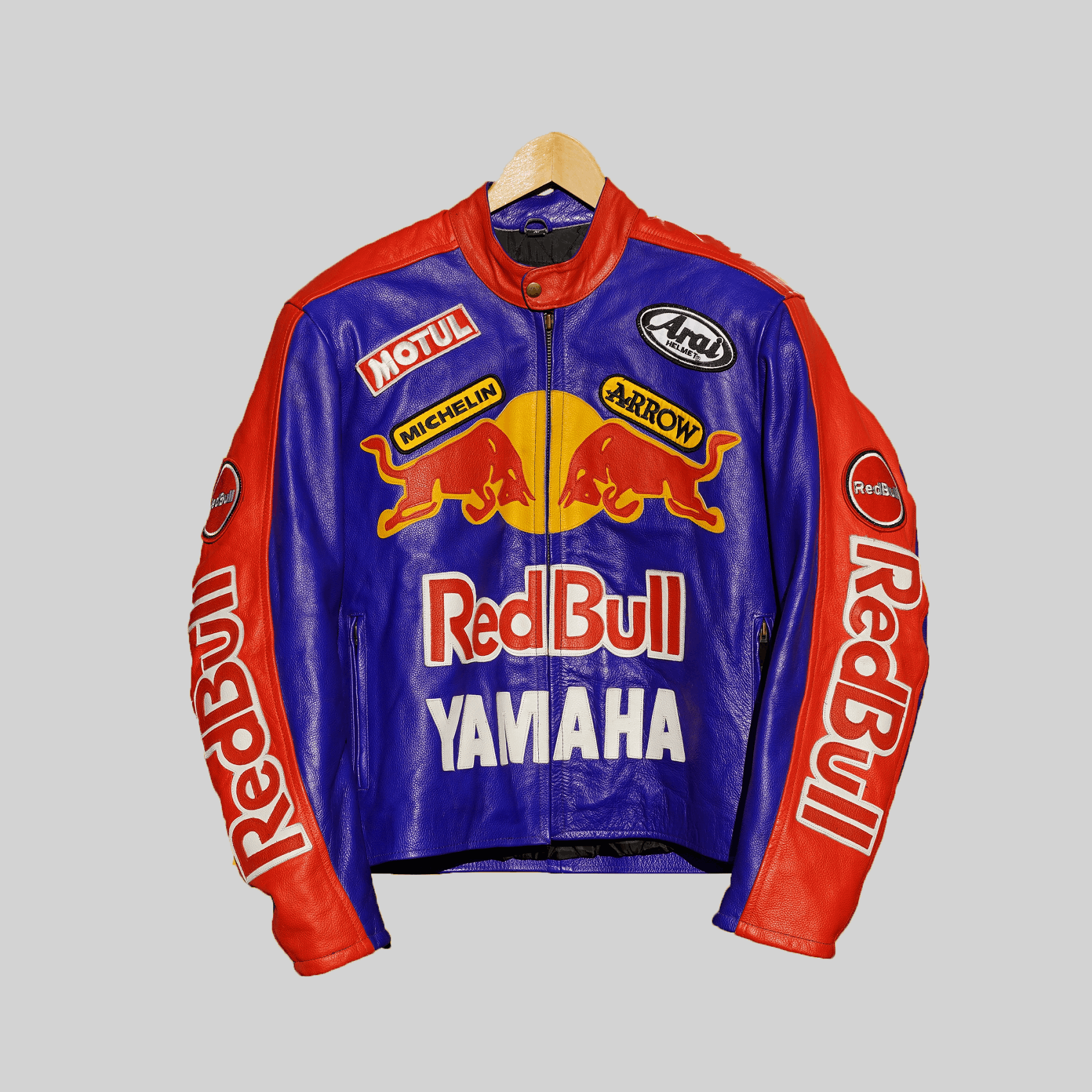 Red Bull × Yamaha RedBull X Yamaha 90s Racing Leather Jacket "Free ...