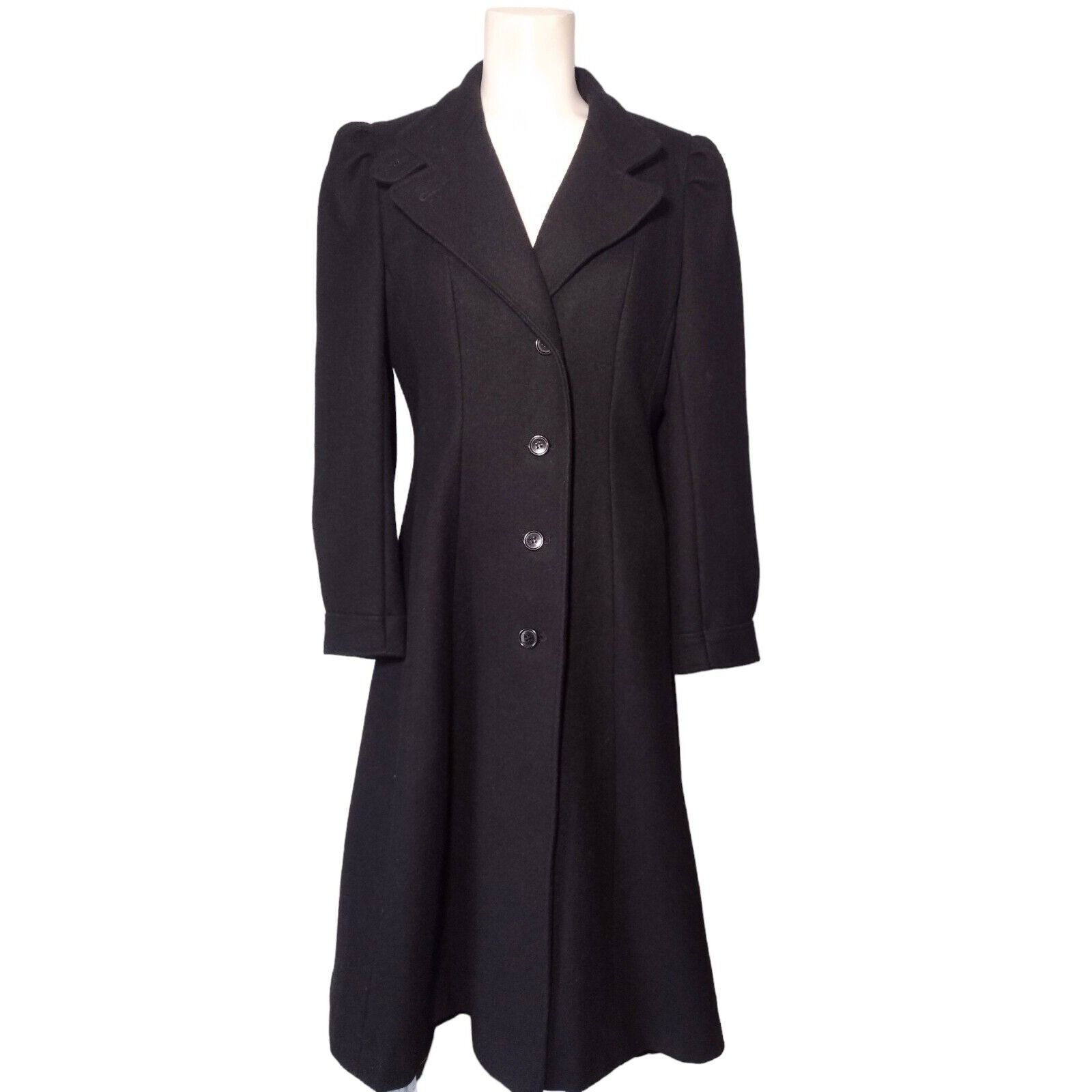 Vintage Vintage Jill Jr Size S Wool Tailored Midi Coat Black Lined U ...