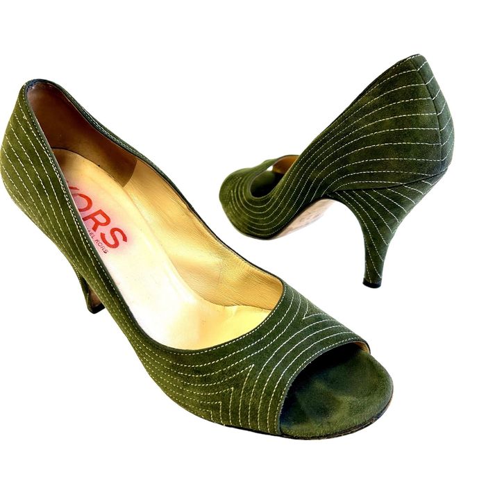 Michael Kors Michael KORS Women SAGE Green SUEDE Peep Toe High Heels ...