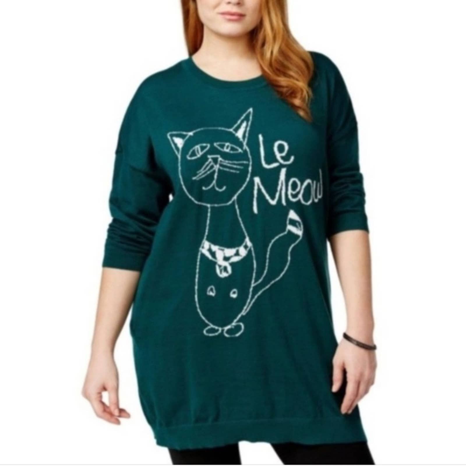 Stella McCartney Melissa McCarthy Green Le Meow Tunic Sweater 2X Plus ...