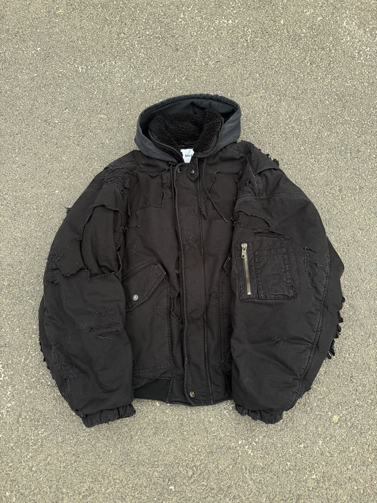 Balenciaga Balenciaga Destroyed Black Bomber Unity | Grailed