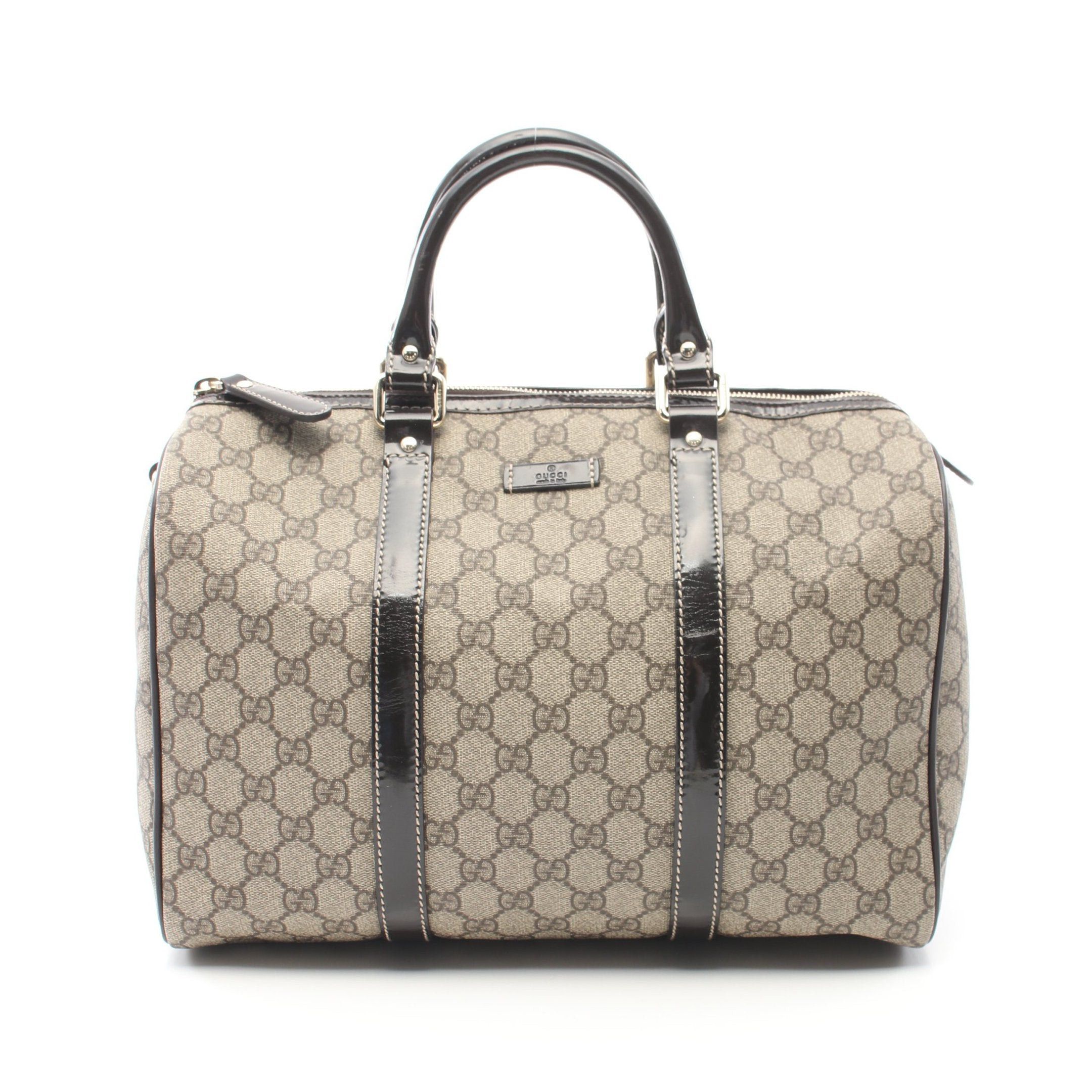 Gucci GG Plus Handbag Mini Boston Bag PVC Patent Leather Beige Dark ...