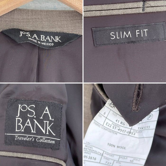 Jos. A. Bank Jos A Bank Travelers Wool Suit Taupe Brown Slim Fit Mens ...
