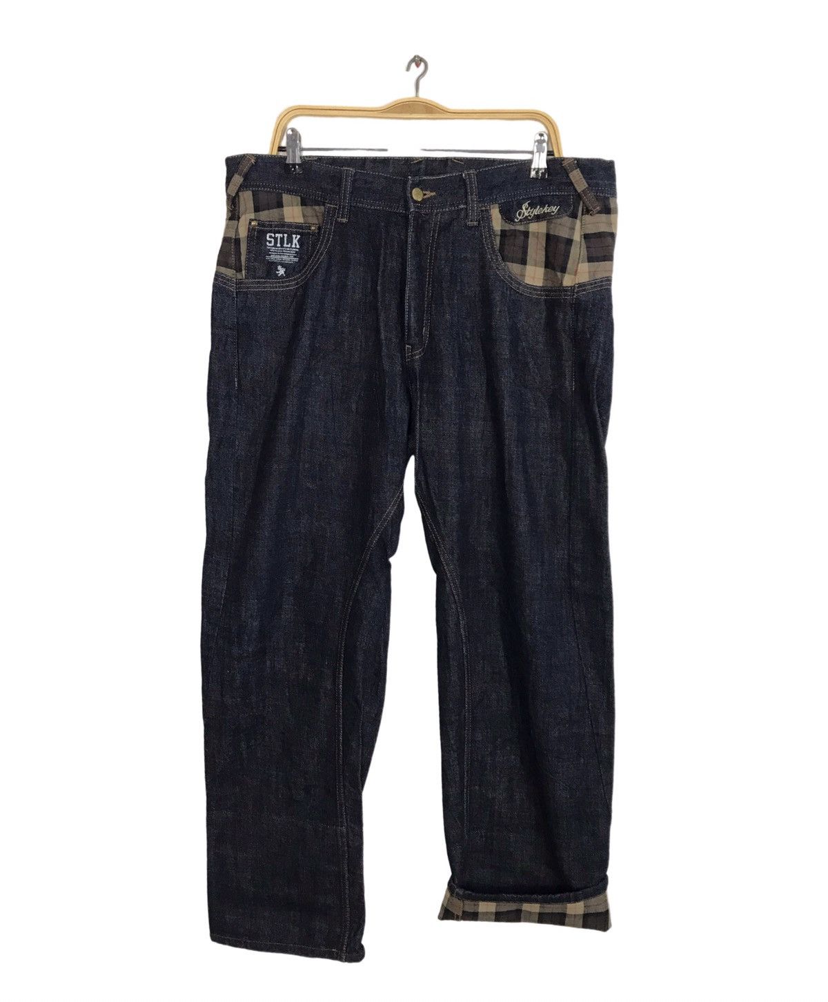 Japanese Brand × Streetwear × Vintage New Generation Style Keyes Plaid Check Printed Denim Jean