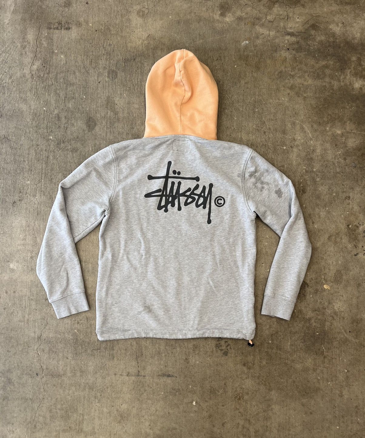Stussy Stussy Grey Hoodie Cinch Waist Orange Hood Street wear Skate ...