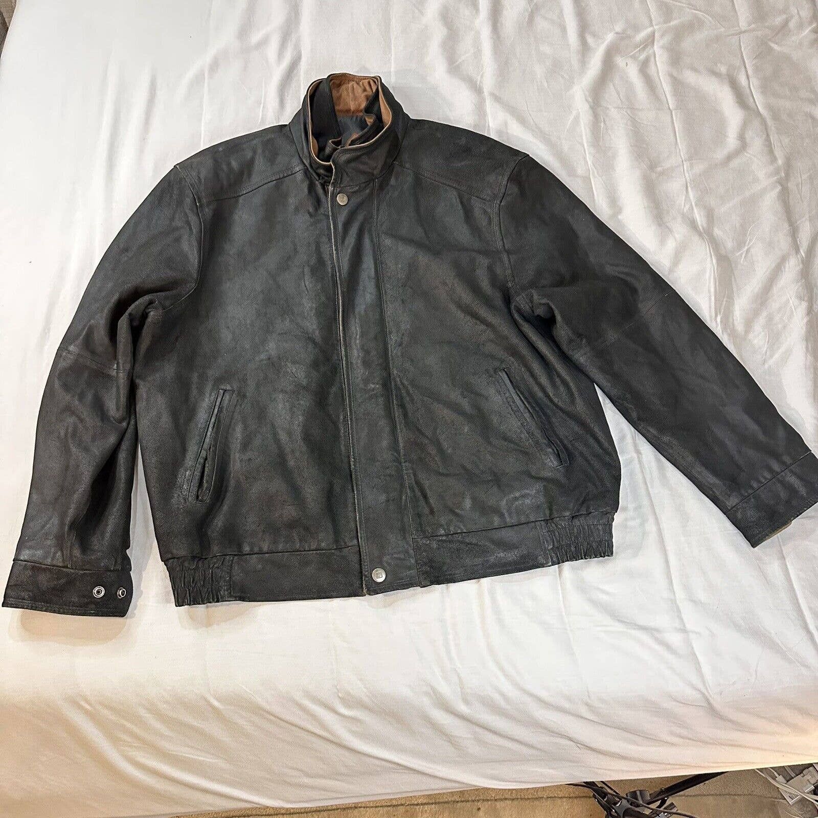 Johnston & Murphy Mens Johnston & Murphy Leather Jacket Men’s XL Zip ...