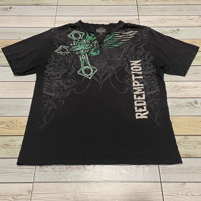 Ed Hardy Rare Mma Elite Wings Cross Tee Y2K Affliction Style | Grailed
