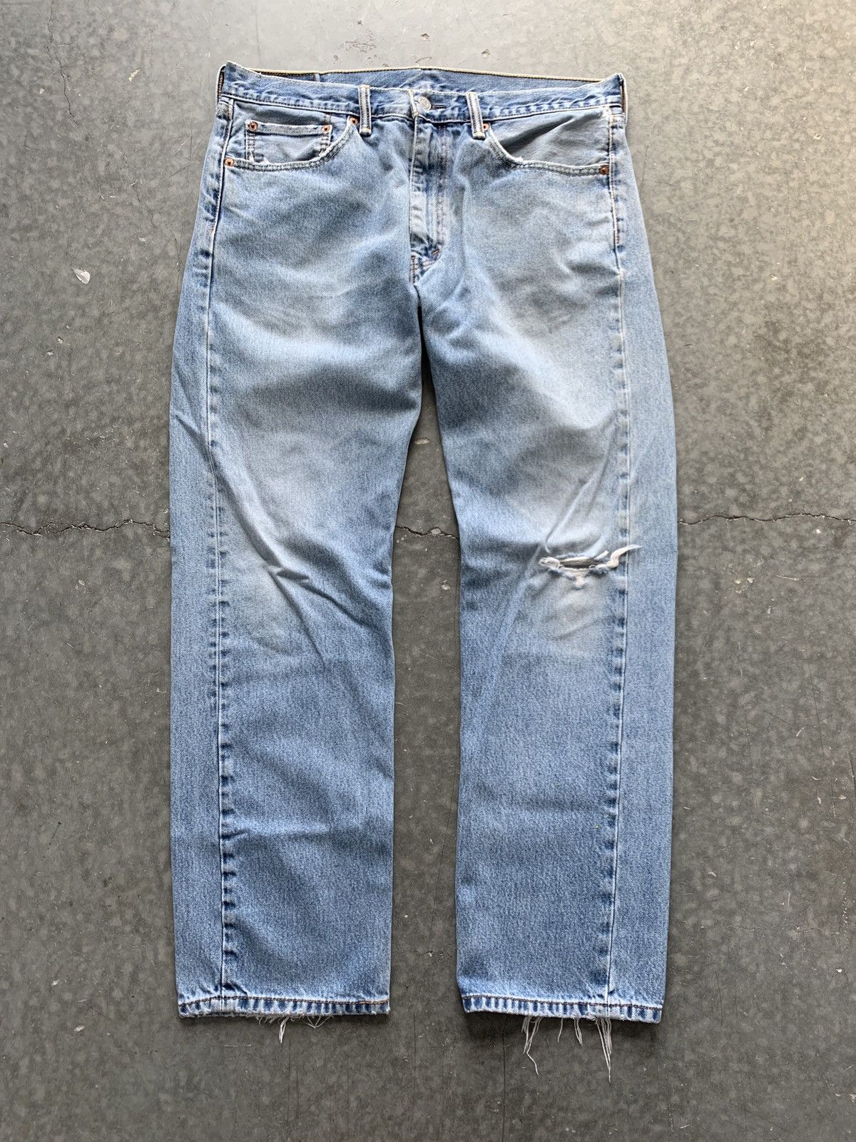 Levi's × Streetwear × Vintage Essential Vintage Y2K Levi’s 505 Distressed Jeans Light Wash | Grailed